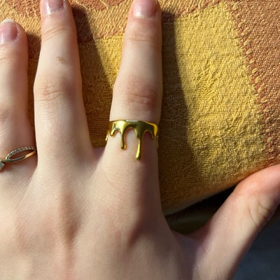Dripping Small Ring Gold, Silver, Rose, Statement Modern Ring ...