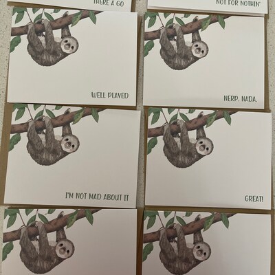 Sloth Note Cards Sloth Folded Note Cards Personalized - Etsy