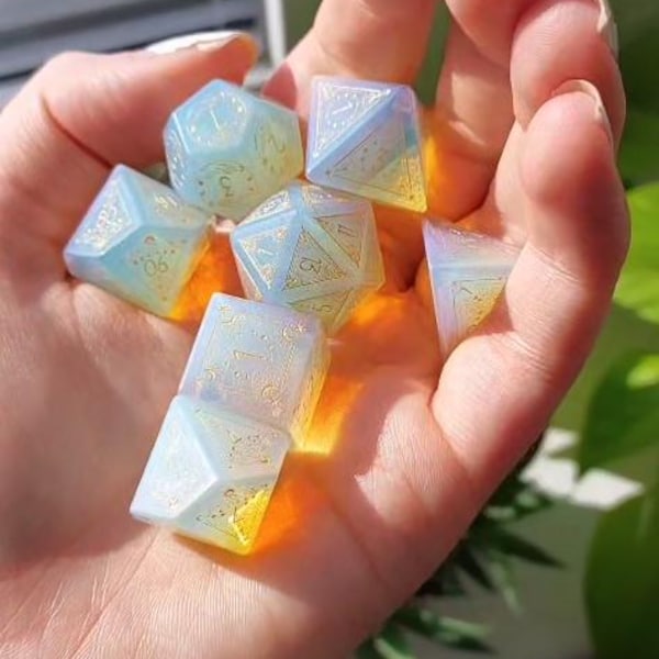 Full Opal Set - Dungeons and Dragon Raised Dice, RPG Game Electroplated ...