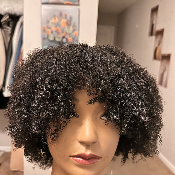 Pixie Curl Human Hair Wig: 4x4 Closure, Natural Black - Etsy