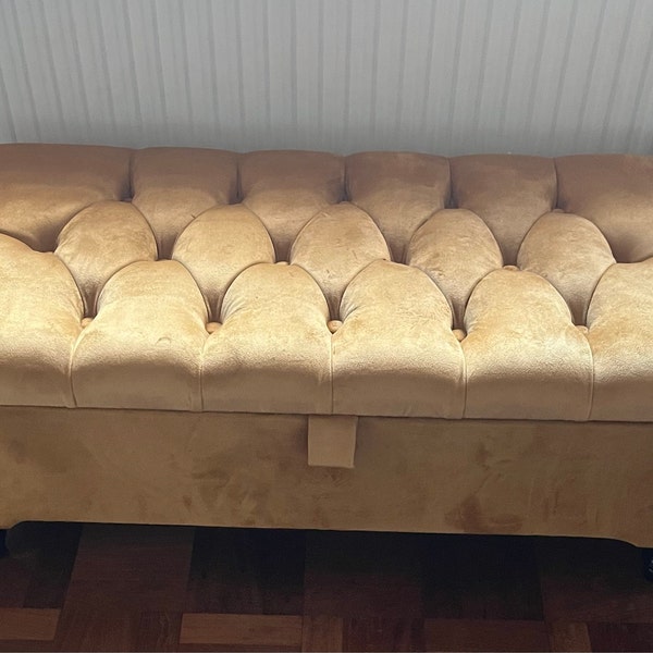 Chesterfield Double Top Coffee Table & Footstool Deep Buttons Made by ...