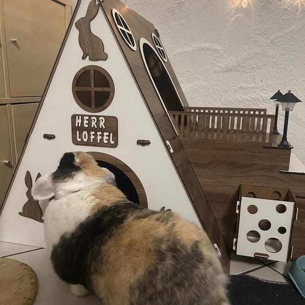 Bungalow Rabbit House,indoor Rabbit Castle, Rabbit Furniture, Extra ...