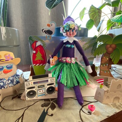 Elf Hula Elf Hawaiian Skirt Miniature Grass Skirt L Doll Hawaiian Scene ...