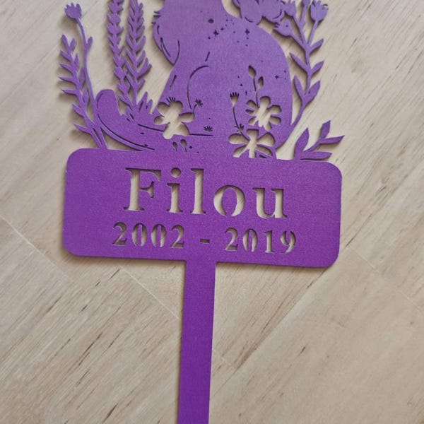 Personalized Cat Memorial Stake,cat Metal Grave Marker With Flowers ...