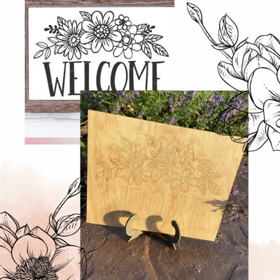 Welcome Sign SVG File, Floral Welcome Sign Cut File, Flower Welcome Svg ...