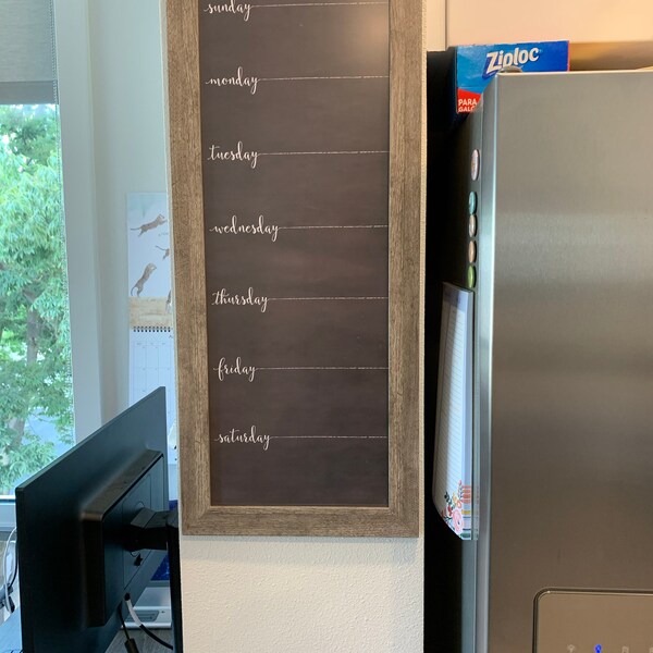 9x24 or 14x36 Weekly Calendar, Slim Week Chalkboard Dry Erase Planner ...