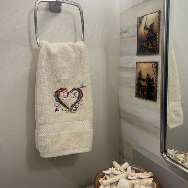 Lotus Towel - Flower Towel- Embroidered Towel - Hand Towel -bath Towel ...