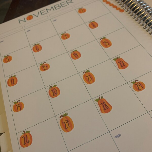 Pumpkin Date Covers Planner Stickers - Halloween Countdown Stickers ...