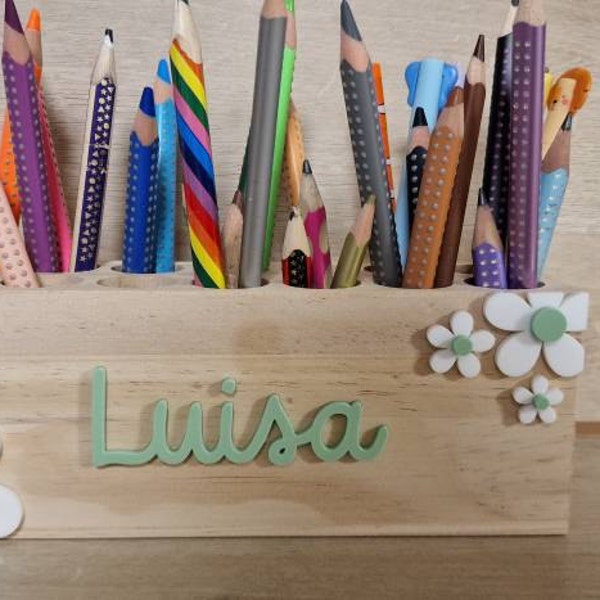 Stiftehalter Kind mit Namen · Geschenk Einschulung · Stiftebox Kinder · Stiftebecher Holz ...