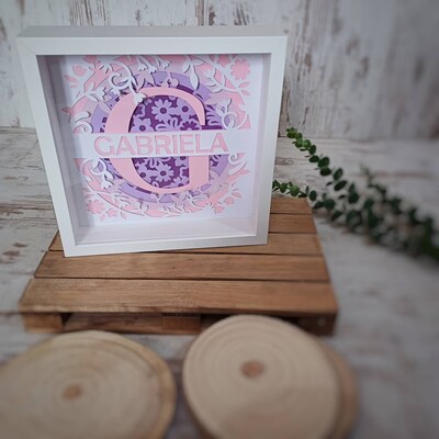 3D Flower Split Monogram A-Z Shadow Box, Alphabet Family Name SVG ...