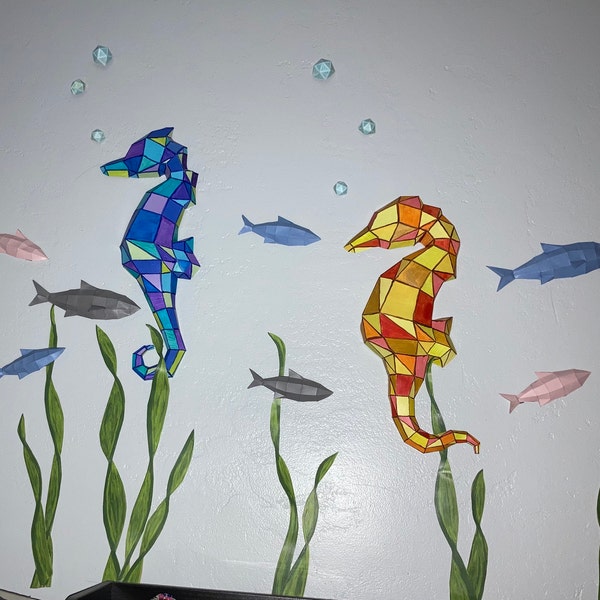 DIY Paper Fishes on Wall, 3D Papercraft Fish, Easy Paper Model ...