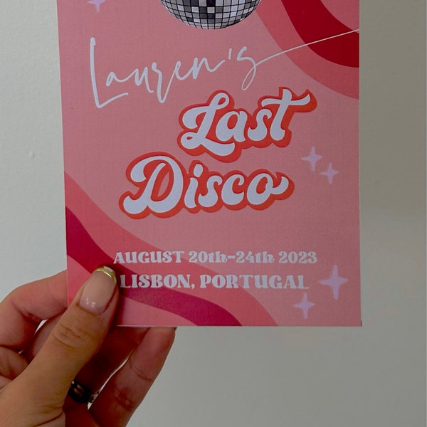 LIV Last Disco Bachelorette Party Invite, Retro Bachelorette Weekend ...