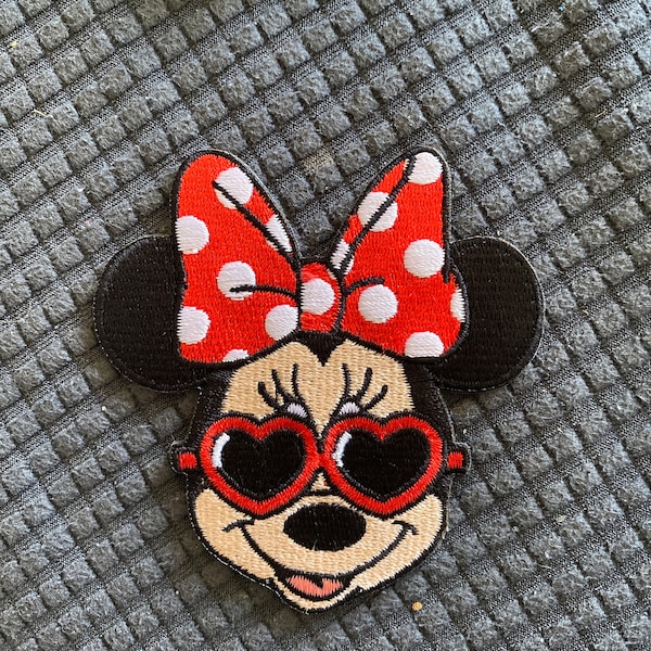 Minnie Mouse Heart Shades Iron-on Applique Disney Fan DIY Decoration ... Minnie Mouse Heart Shades Iron-on Applique Disney Fan DIY Decoration ...