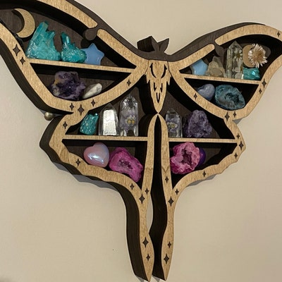 Coppermoon Luna Moth Crystal Shelf, Luna Moth Shelf, Luna Moth Wooden ...