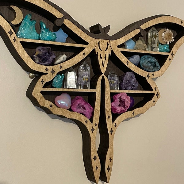 Coppermoon Luna Moth Crystal Shelf, Luna Moth Shelf, Luna Moth Wooden ...