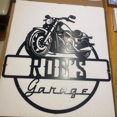 Custom Bobber Garage Signs Personalized Motorcycle Named Wall Art Deco ...