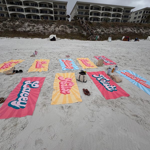 Personalized Round Multi-color Beach Towel, Personalized Beach Towel ...