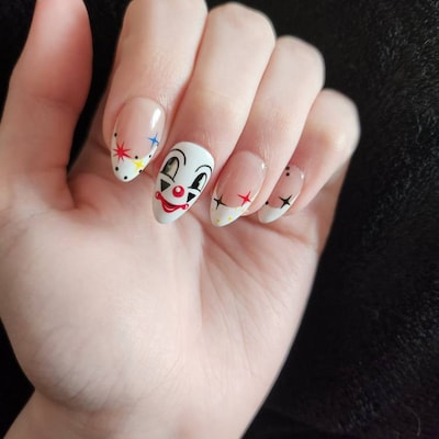 133 as a Clown Happy&sad Clowns Frenchtips Press on Nails Custom Hand ...