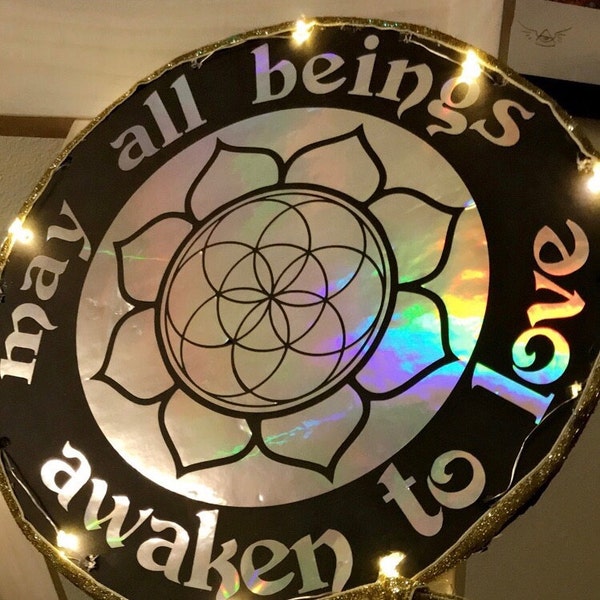 Awaken to Love/ Lotus Seed of Life Sticker- Prismatic Rainbow Silver or ...