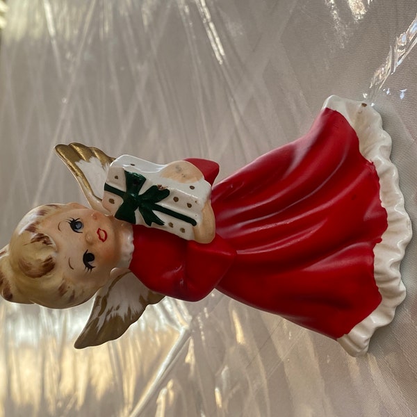 Vintage LEFTON Angel Christmas Figurine 1950 MCM Ceramic Angel Ruffle ...