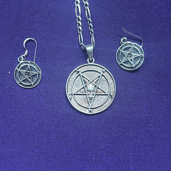 Sigil of Baphomet Satan Inverted Pentagram 925 Sterling Silver Dangle ...