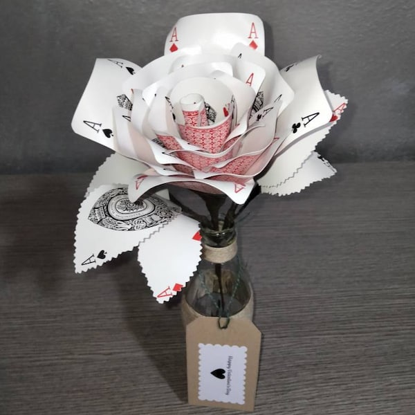 Ace Playing Card Rose: With Bottle Vase Alice in Wonderland Poker Decor ...