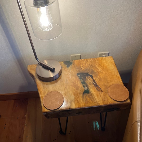 Epoxy Table Live Edge / Pebble Decor Table, Live End Table / Coffee ...