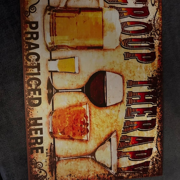 GROUP THERAPY ALCOHOL Beer Wine Spirits Cocktails Retro Vintage Style ...