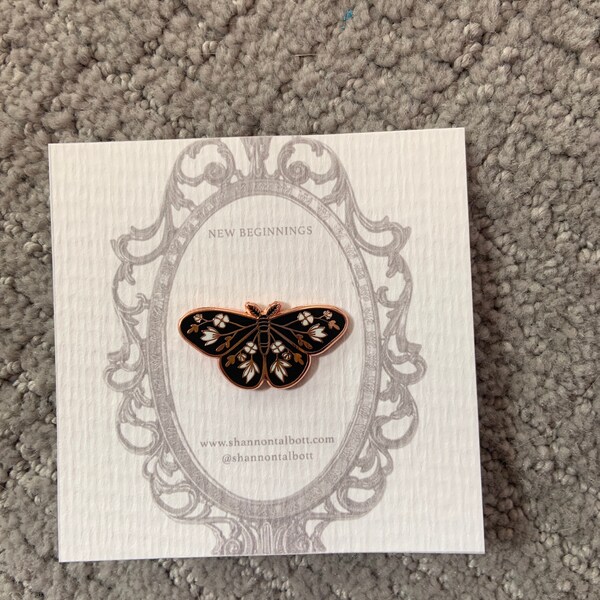 New Beginnings Moth Enamel Pin, Floral Moth Pin, Bug Enamel Pin ...