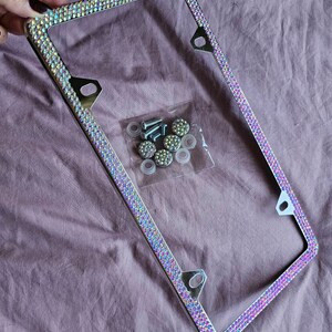 Clear Inset Stones Crystal Sparkle Auto Bling Rhinestone Chrome License ...