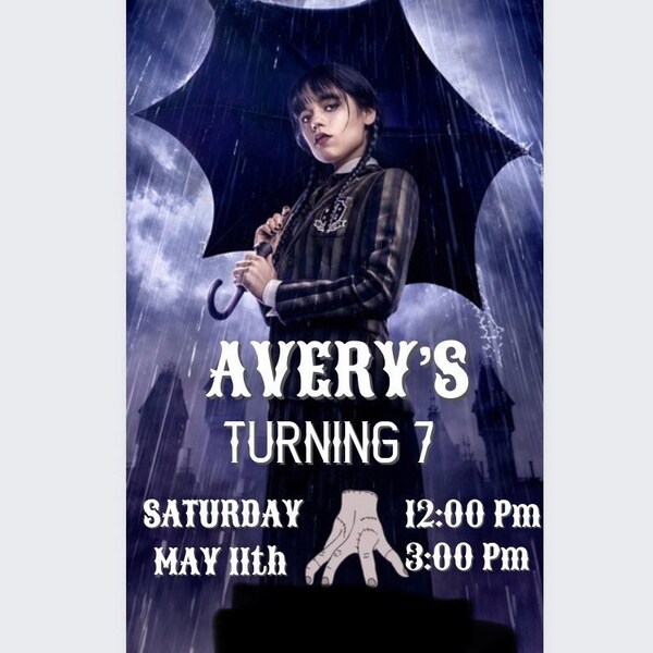 Editable Wednesday Birthday Invitation Template | Printable Wednesday ...