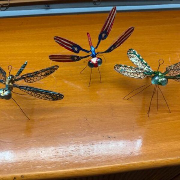 Mini Emerald Green Dragonfly , Handmade Ornament Baubble Statue - Etsy