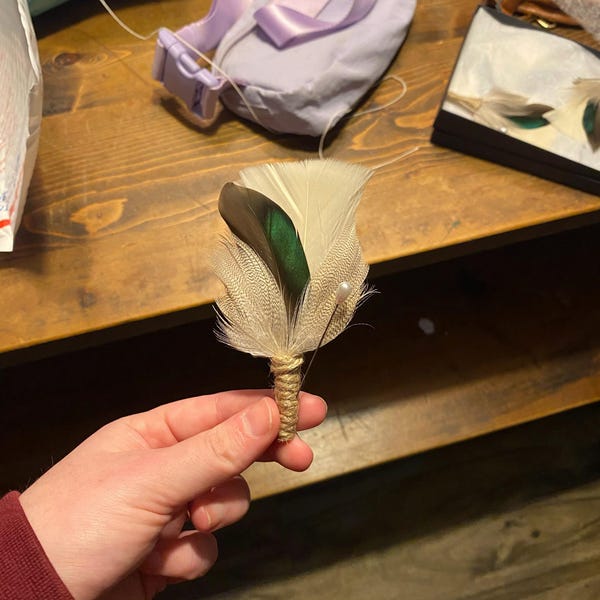 Mallard Duck Wrist Corsage Navy Feather Prom Wristlet Bride Wedding ...