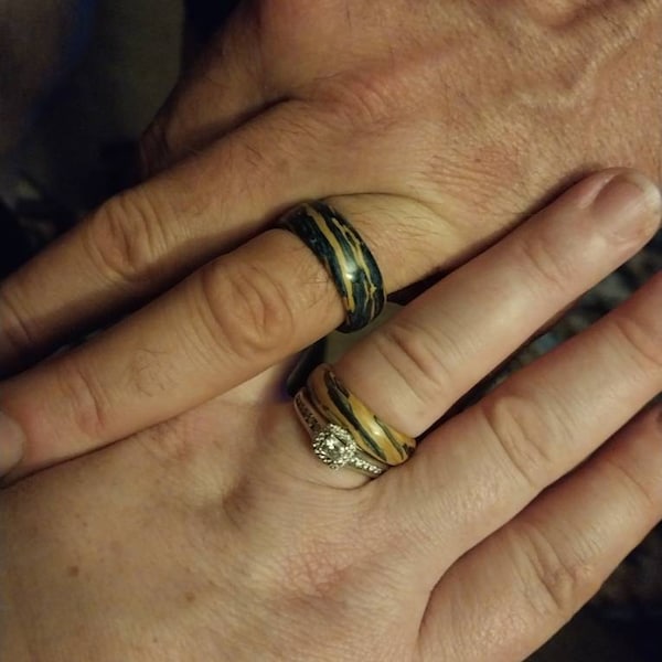 Tennessee Whiskey Barrel Spiral Grain Wood Ring With Crushed Turquoise ...
