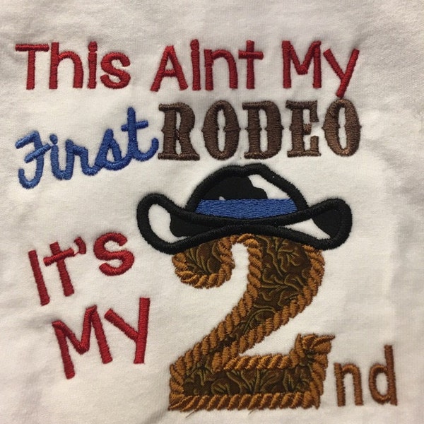 This Aint My First Rodeo It's My Second Applique - Cowboy Birthday ...