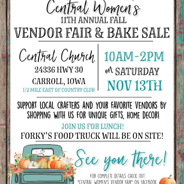 Fall Event Flyer, Custom Flyer, Vendor Flyer, Invitation for Vendors ...