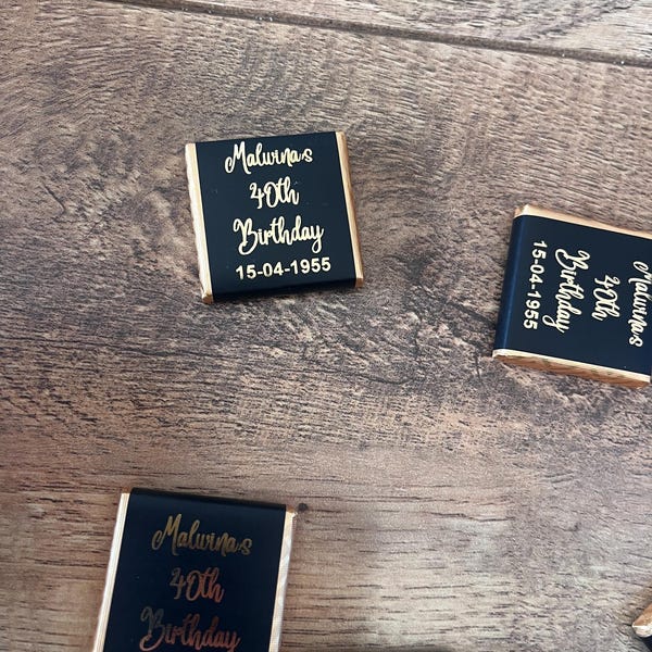 Personalised Happy Birthday Party Favours Chocolate Favours Black ...