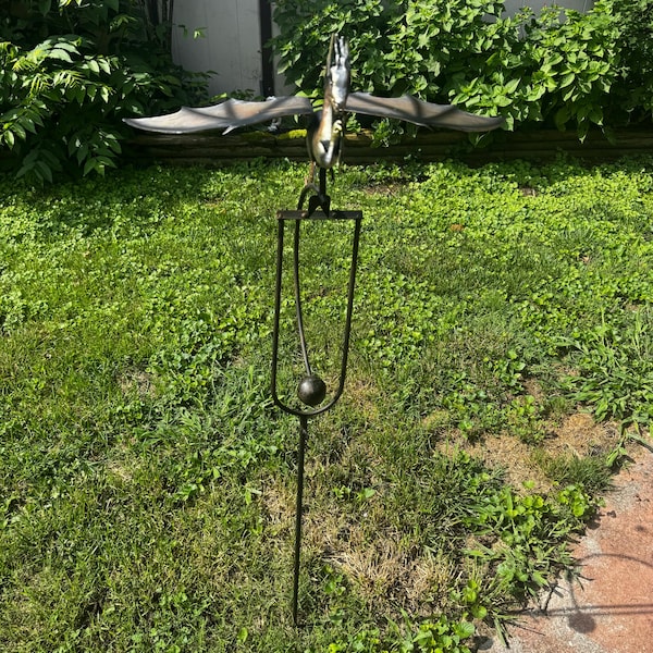 51"tall Handmade Kinetic Dragon Sculpture, Metal Lawn Dragon Garden ...