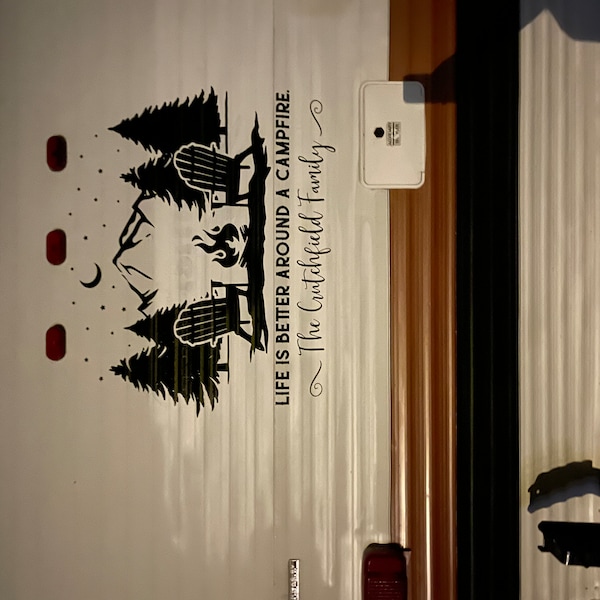 Personalized RV Camper Decal: Campfire Mountain Scene - Etsy