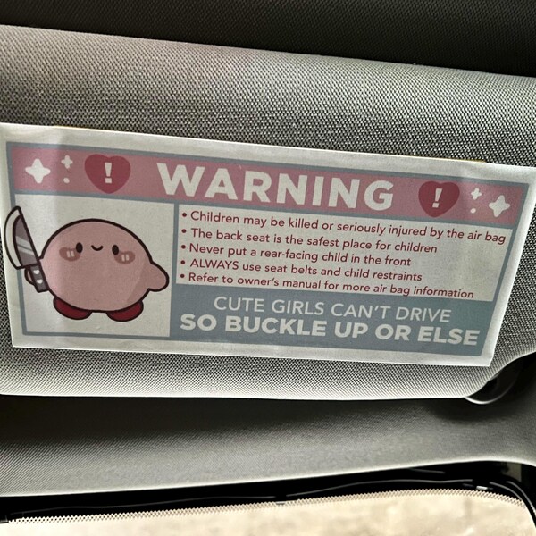 Cute Strawberry Duck Warning Sticker | Pink Kawaii Decal, Airbag Label ...