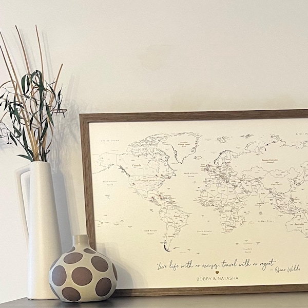Push Pin World Map Wall Art, Large Places Visited Pin Board to Mark ...