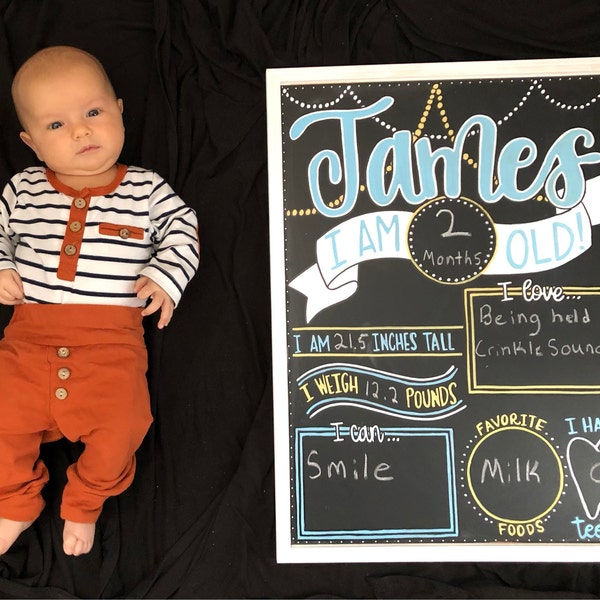 17x23 Reusable Monthly Baby Milestone Chalkboard/photo Prop/flowy ...