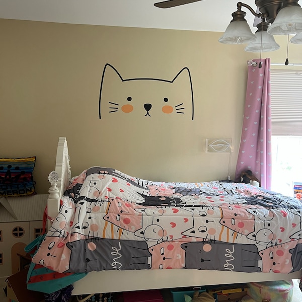 Cat Wall Decal - Kids Room Wall Decor, Removable Wall Sticker, Nursery ...
