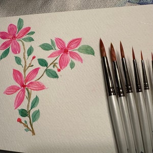 Watercolour Flower Painting Brush Set Blooms Paintbrush Bundle Pro Arte ...