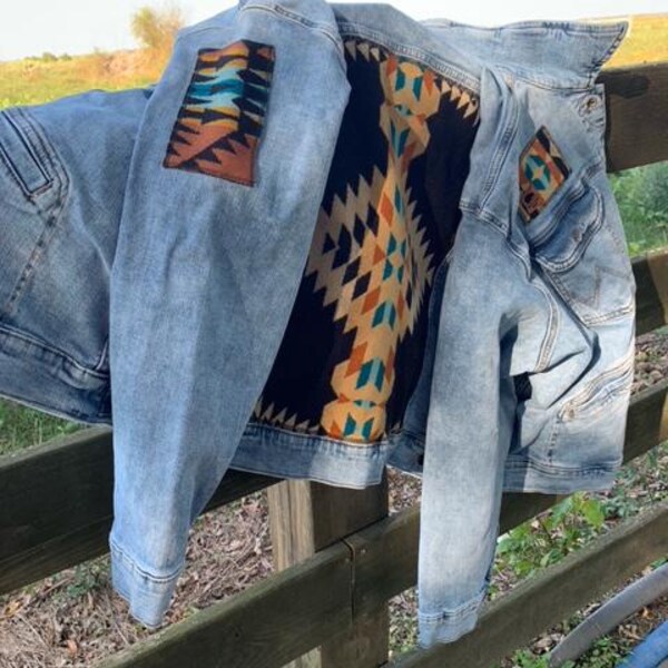 Western Denim Jacket, Upcycled Denim Jacket, Jean Jacket, Rodeo Jacket ...