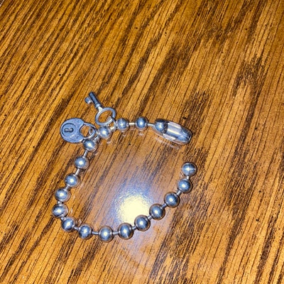 Womens Chunky Padlock and Key Ball Chain Bracelet, Silver Ball Chain ...