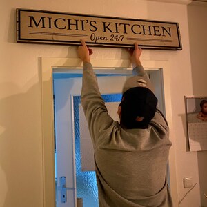 Kitchen Open 24/7 Wood Sign, Personalized Chef Name Sign, Baker Kitchen ...