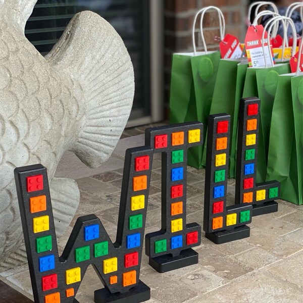 Black "brick Script" Stand-up Letters, Embedded With Real Bricks. - Etsy