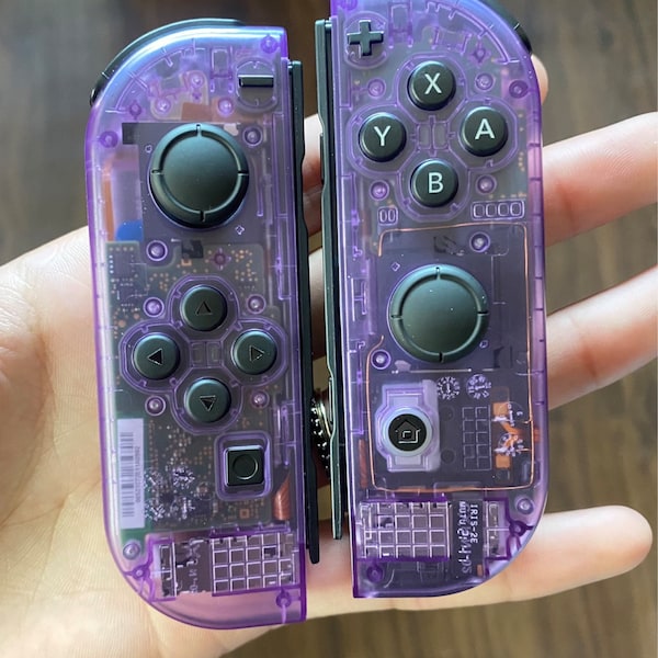 New Custom Nintendo Switch Clear Atomic Purple D-pad Joy-con Controller ...