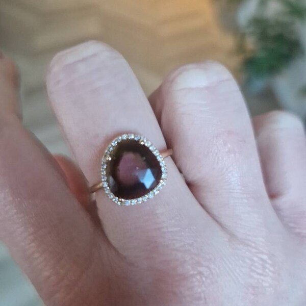 Genuine Moonstone Sun Ring, Sunset Ring 14k Solid Yellow Gold Statement ...